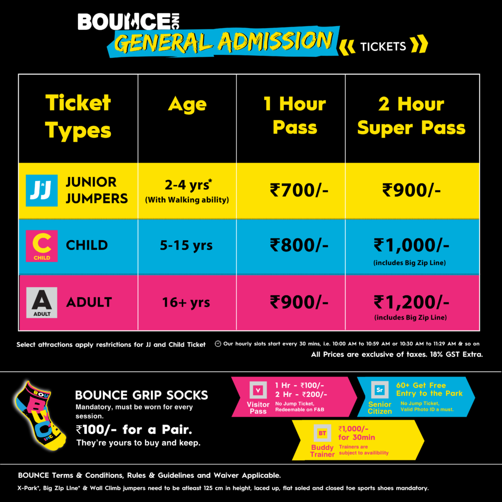 BOUNCE Inc Bengaluru - Ticket Price
