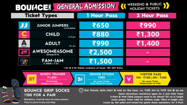 BOUNCE Mumbai Park Ticket Price - BOUNCE Inc